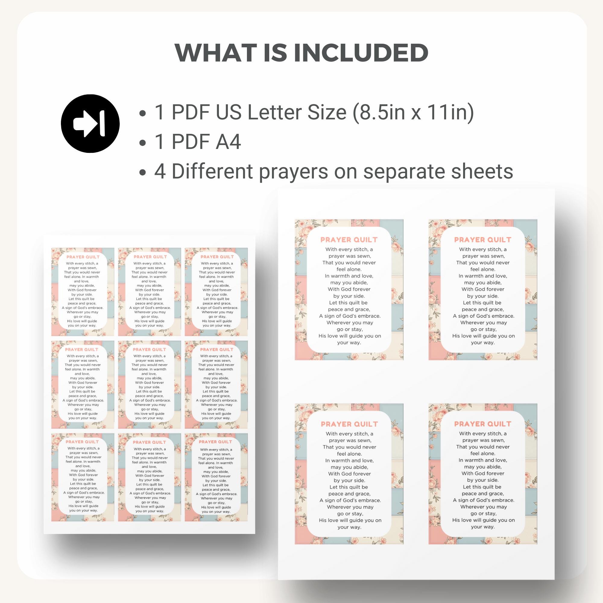 Prayer Quilt Poems Printable Gift Tags for Comfort & Blessings - Etsy