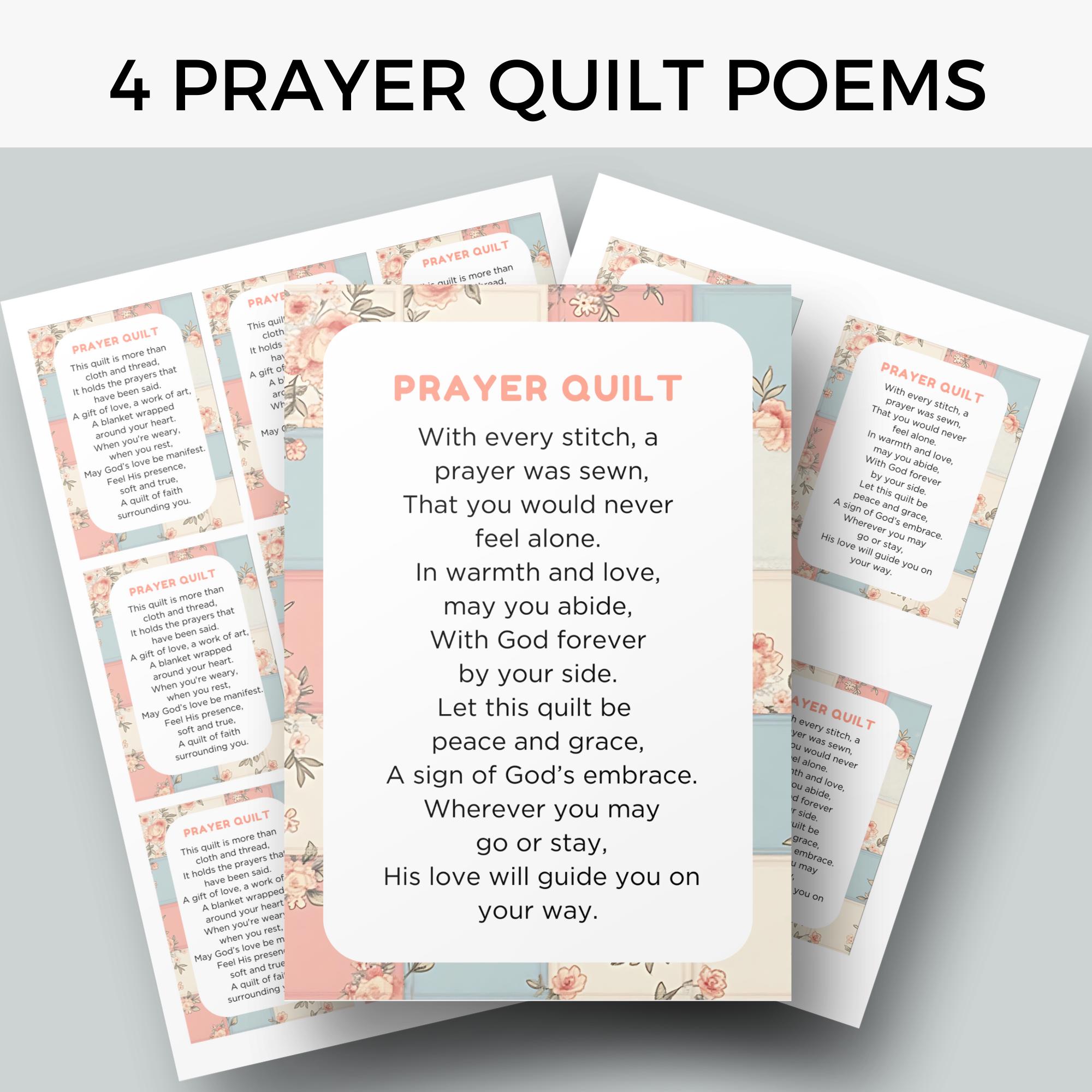 Prayer Quilt Poems Printable Gift Tags for Comfort & Blessings - Etsy