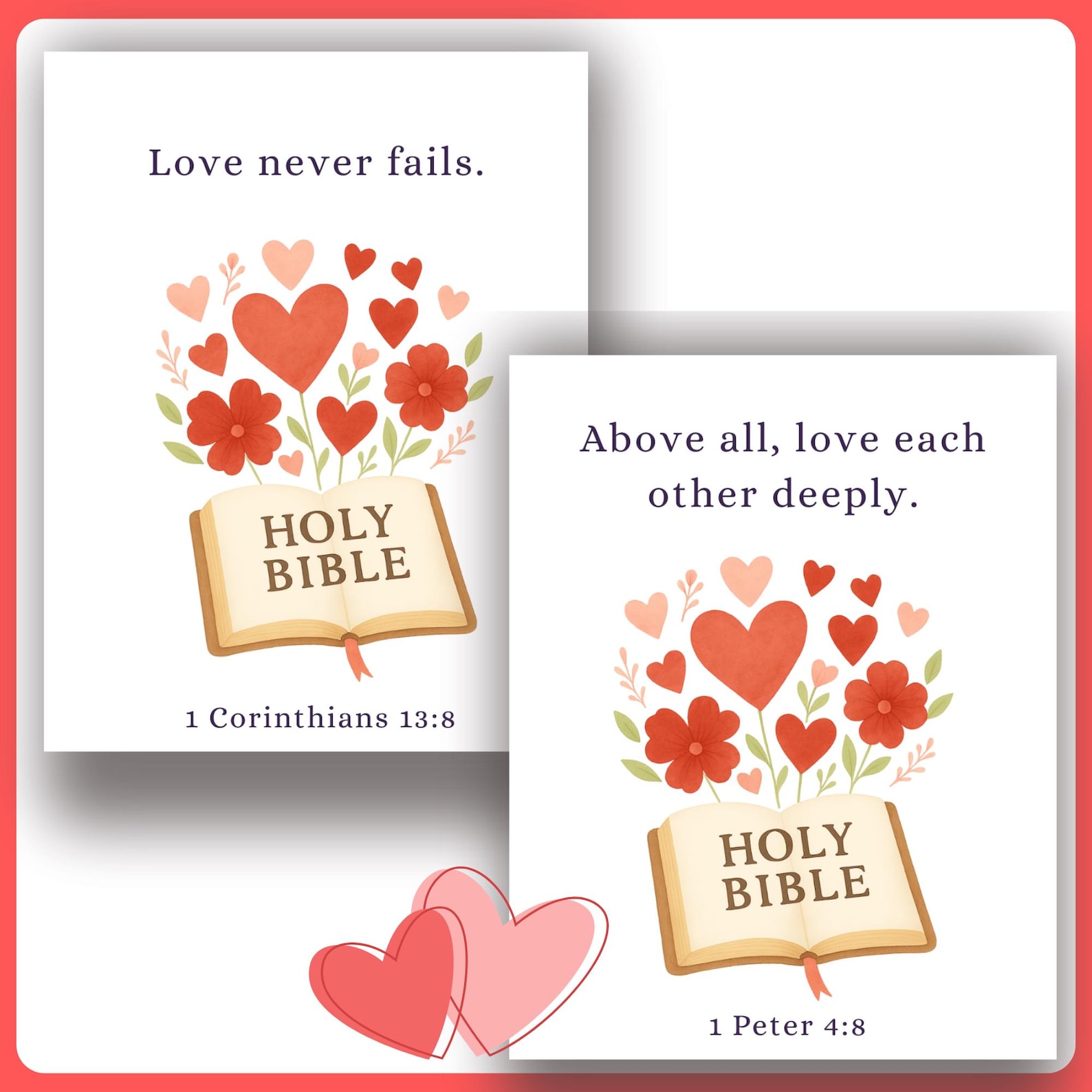 Christian Valentine Cards Set | Valentines Day Scripture Greeting Cards ...