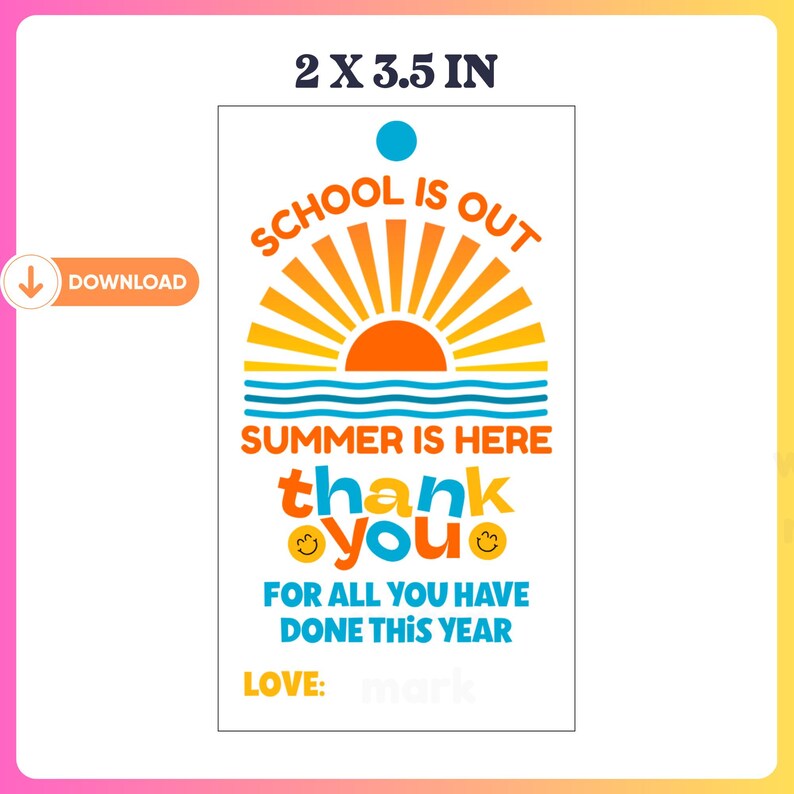 Sunshine Teacher Appreciation Gift Tags: Printable Thank You (digital ...