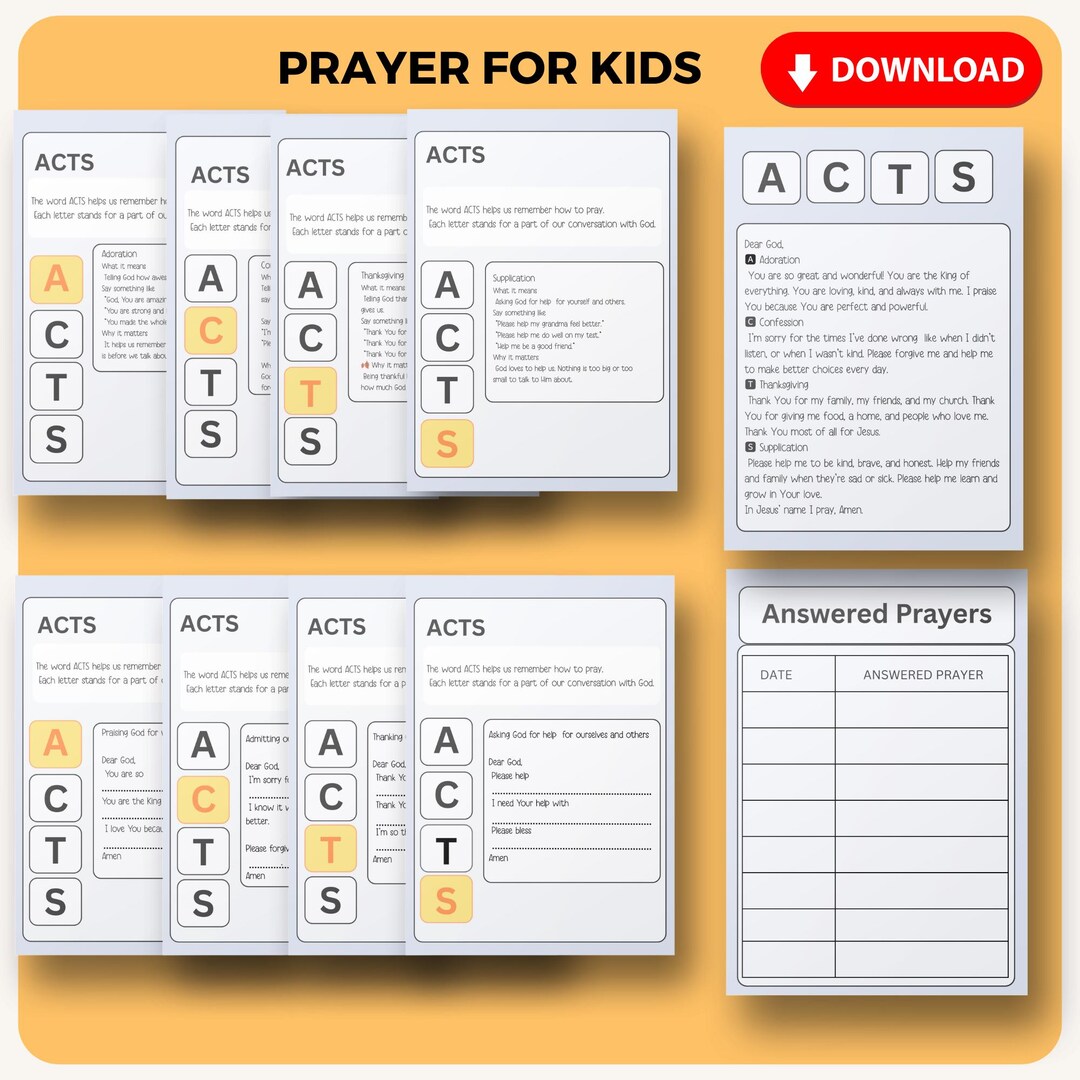 A.C.T.S. Prayer Method for Kids | ACTS Prayer Guide for Families ...