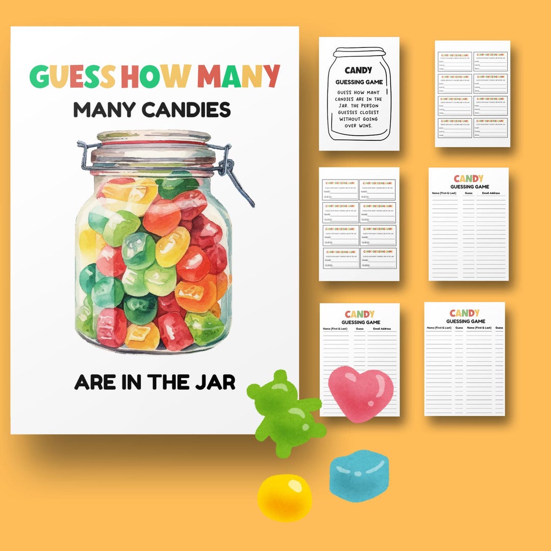 Guess How Many Candies Are in the Jar - Printable Candy Guessing Game ...
