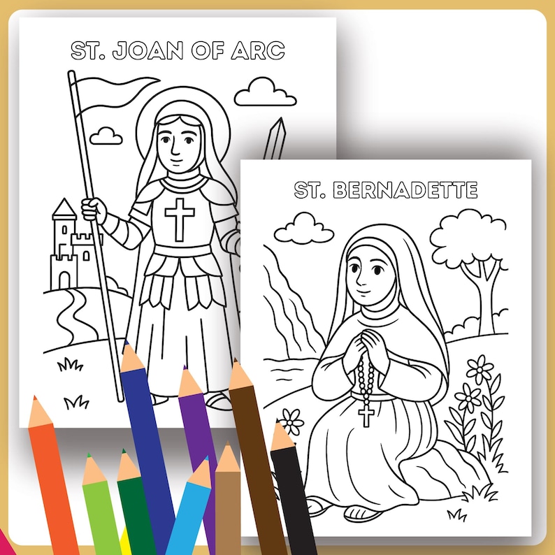 Catholic Saints Coloring Book Pages Sheets Printable Kids Activity - Etsy