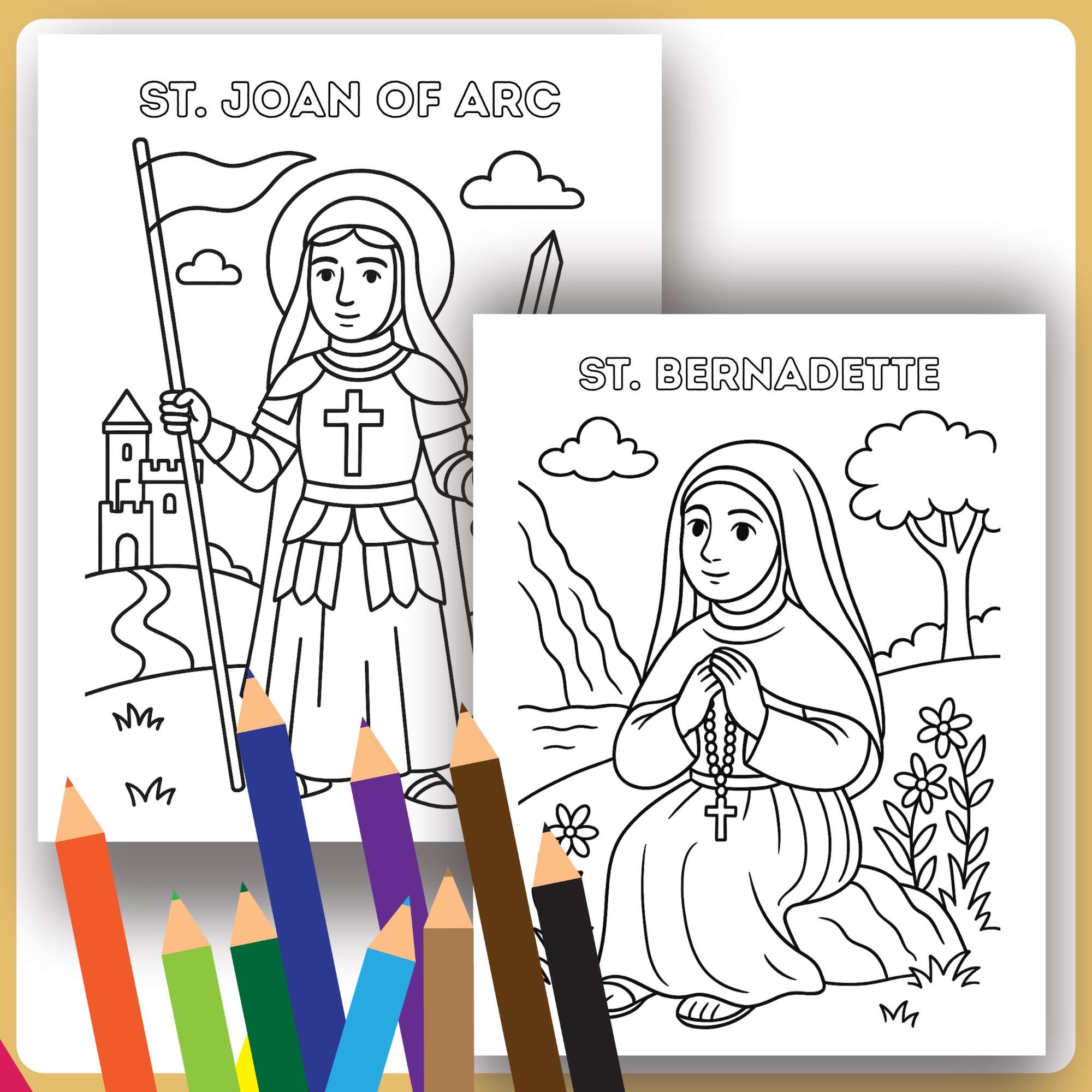Catholic Saints Coloring Book Pages Sheets Printable Kids Activity - Etsy