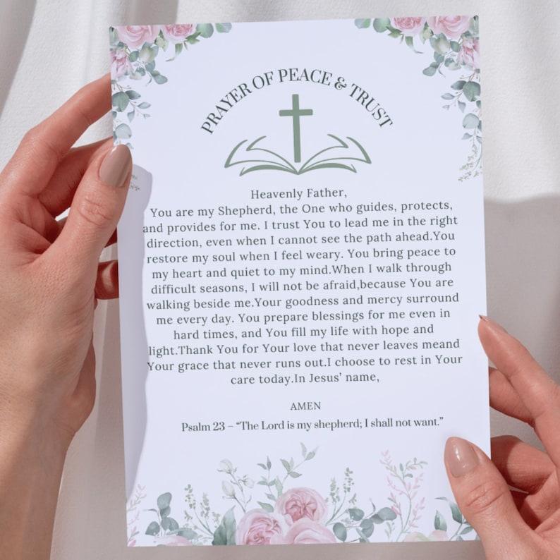 Psalm 23 Prayer Card, Bible Verse Cards, Printable Christian Card for ...