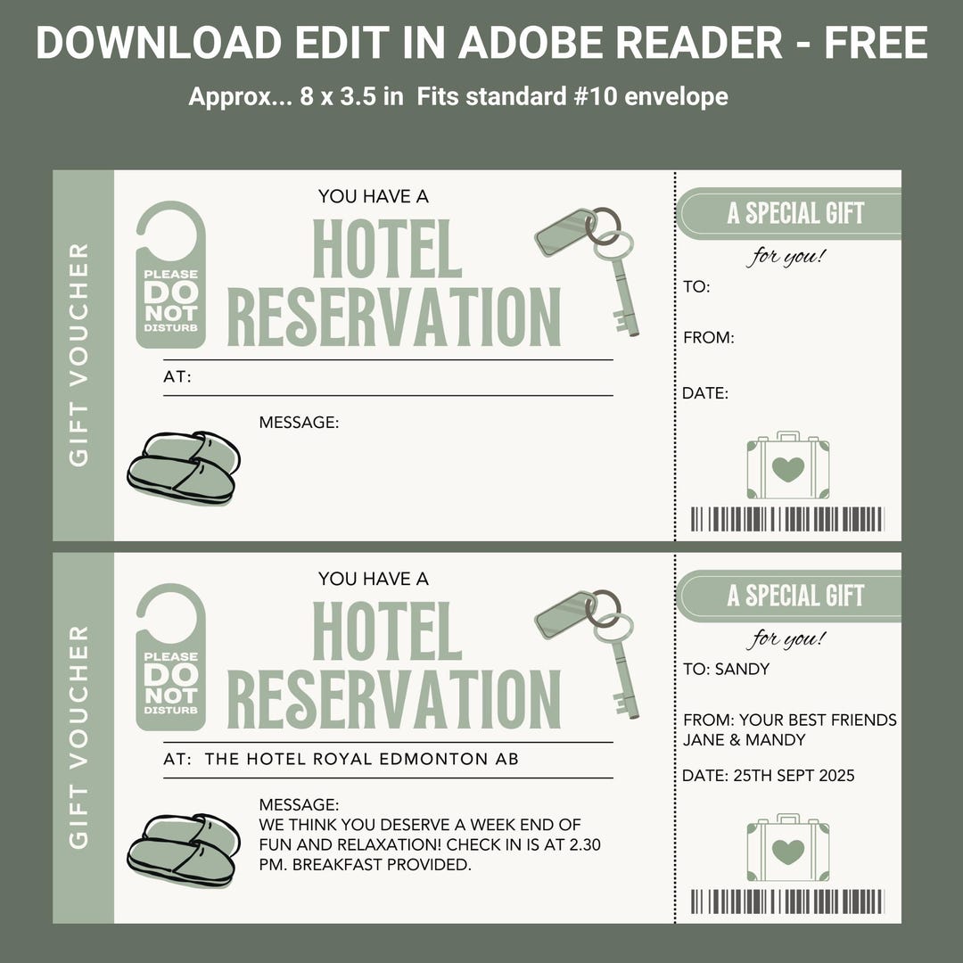 Hotel Stay Gift Voucher - Surprise Weekend Getaway Ticket - Romantic ...