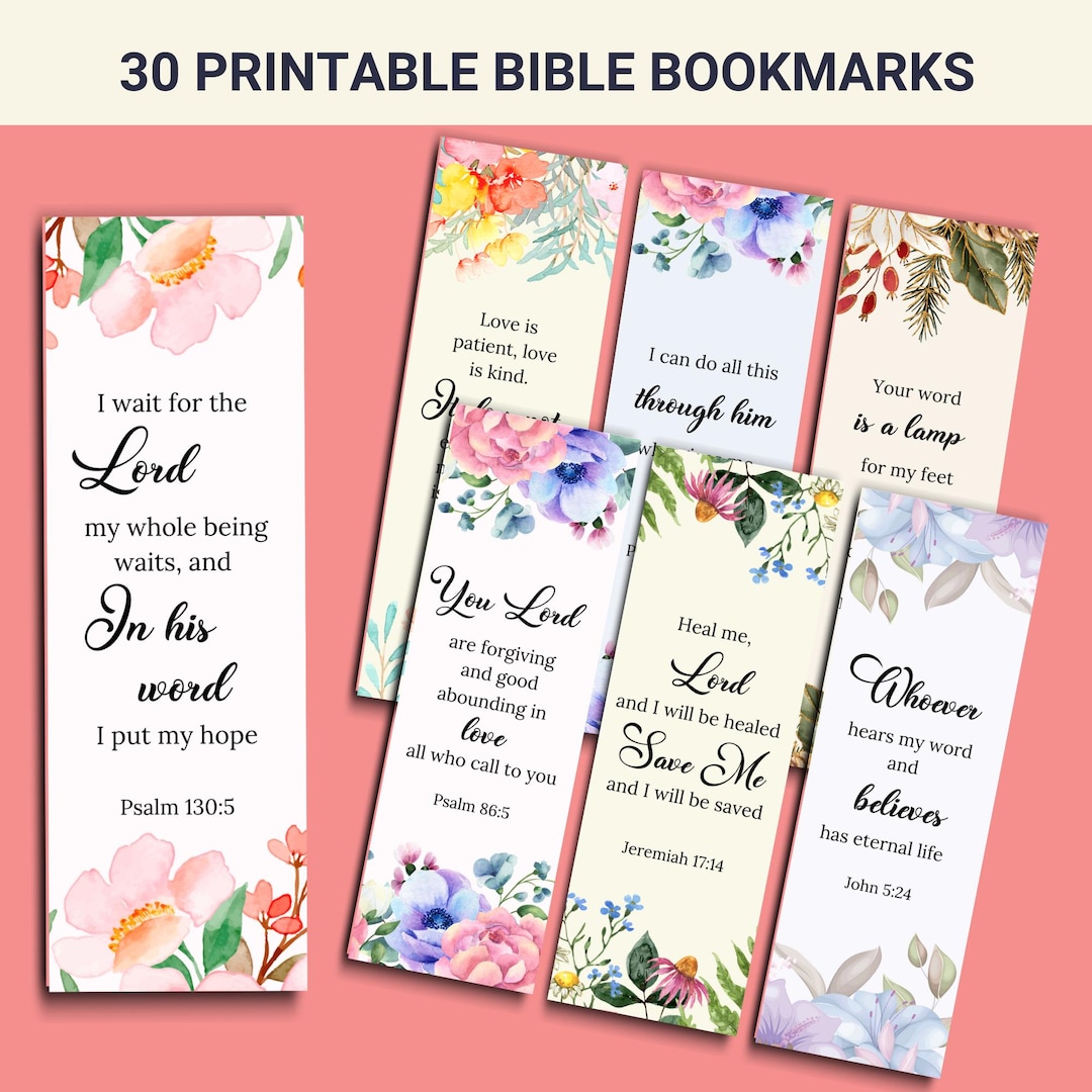 30pcs Floral Bible Verse Bookmarks Christian Scripture Page Markers ...