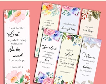 30pcs Floral Bible Verse Bookmarks Christian Scripture Page Markers ...