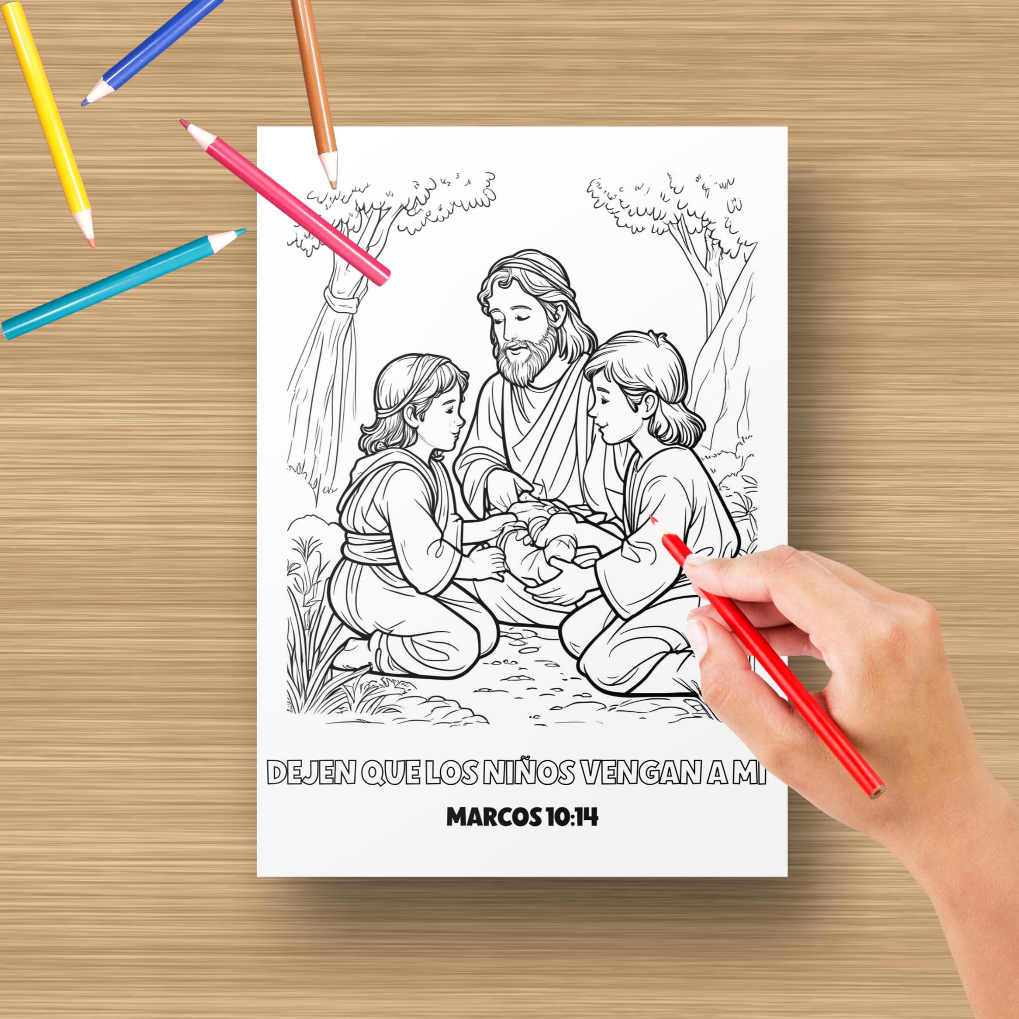 Spanish Bible Verse Coloring Pages for Kids: Sunday School Activity ...