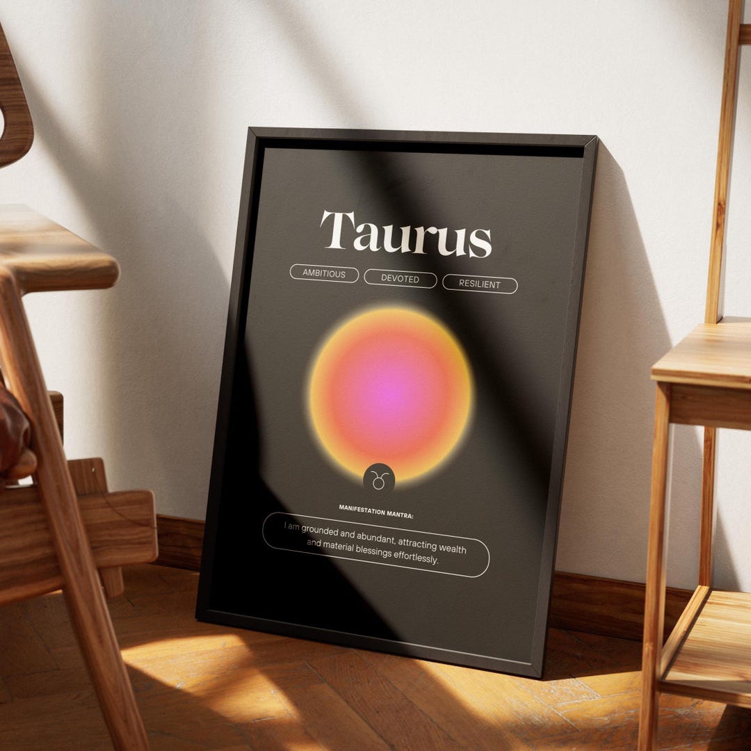 Taurus Zodiac Print: Black Preppy Dorm Decor (digital Download) - Etsy