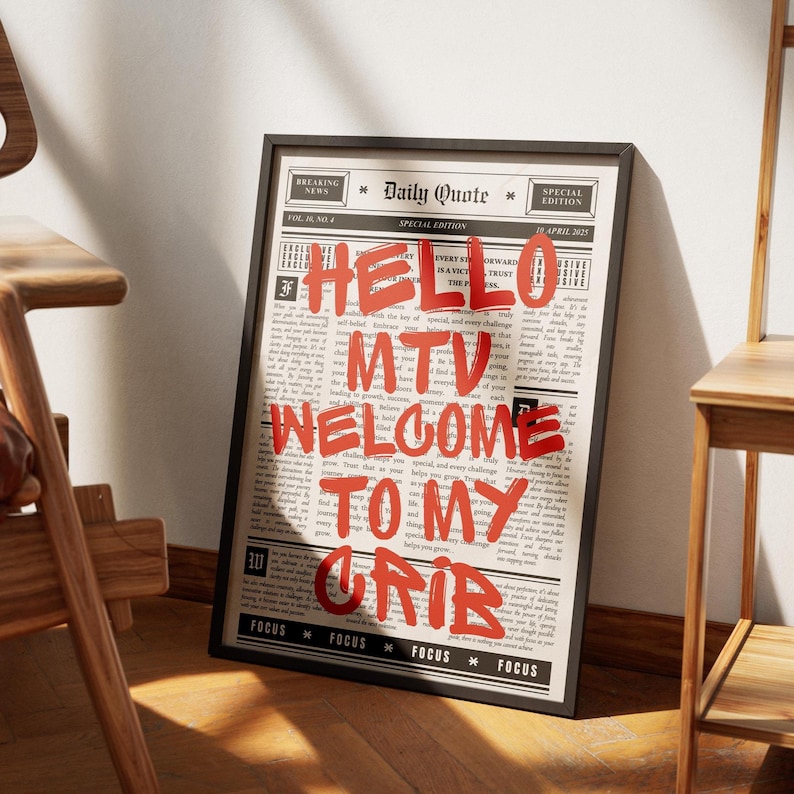 Hello MTV Welcome to My Crib Print: Preppy Dorm Decor (digital Download ...