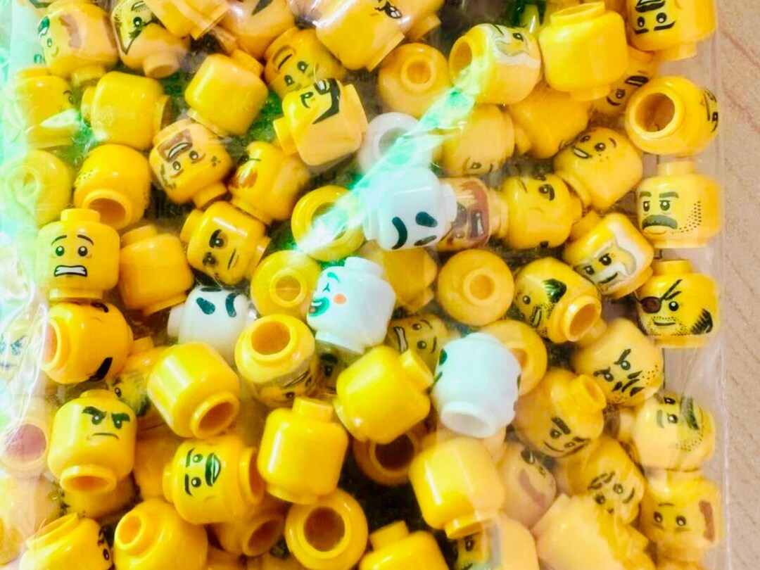 LEGO Bulk Lot, 50 New Minifigure Heads, 35 Guaranteed Unique, Genuine ...