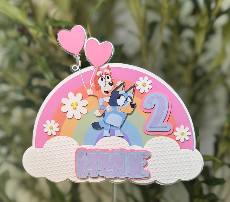 Cake Topper, Blue Dog Cake Topper, Bluey Cake Topper, Blue Dog Birthday ...