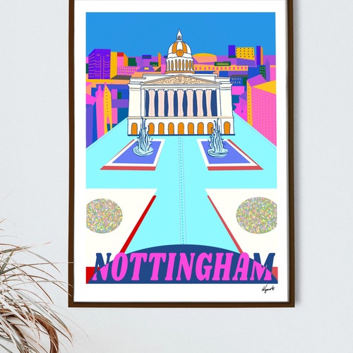 Nottingham Skyline England Cityscape Painting Art Print | Etsy
