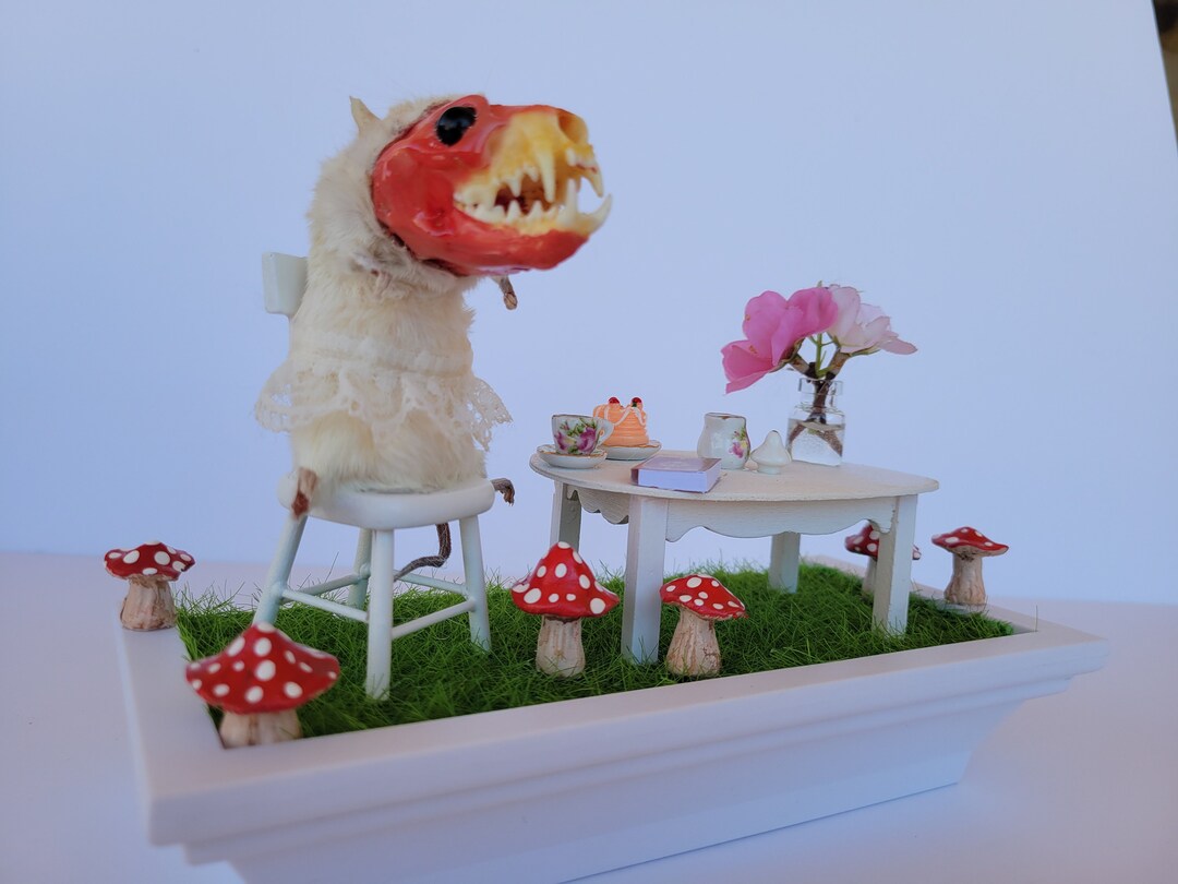 Monster Mouse Tea Party Diorama Shelf Taxiderpy Taxidermy Cottagecore ...