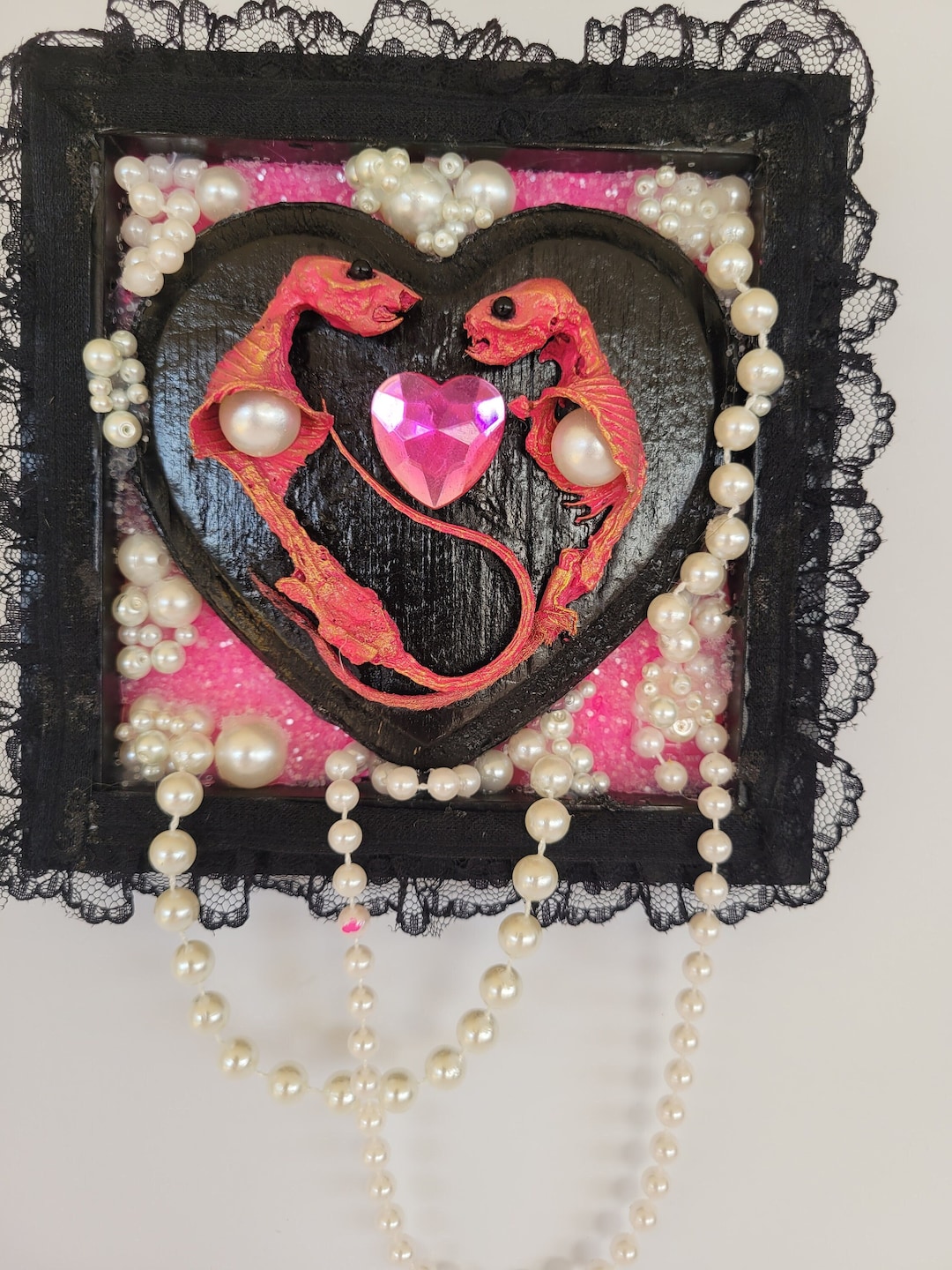 Romantic Mice Real Mouse Skeleton Hanging Wall Plaque Valentines Day ...