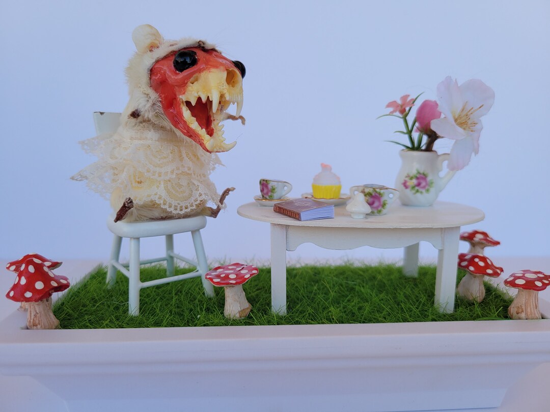 Monster Mouse Tea Party Diorama Shelf Taxiderpy Taxidermy Cottagecore ...