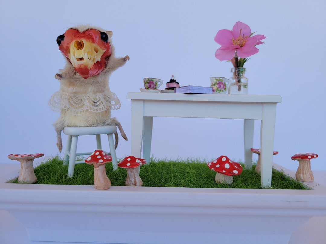 Monster Mouse Tea Party Diorama Shelf Taxiderpy Taxidermy Cottagecore ...