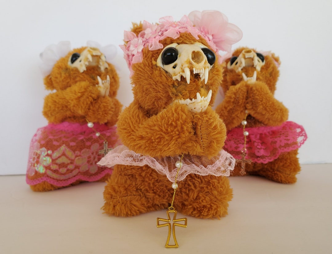 Talking Prayer Bear, Real Skull OOAK Teddy Bear, Praying Stuffed Animal ...