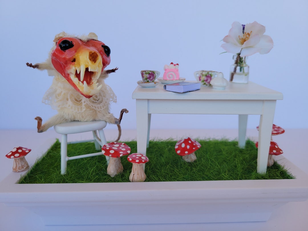 Monster Mouse Tea Party Diorama Shelf Taxiderpy Taxidermy Cottagecore ...