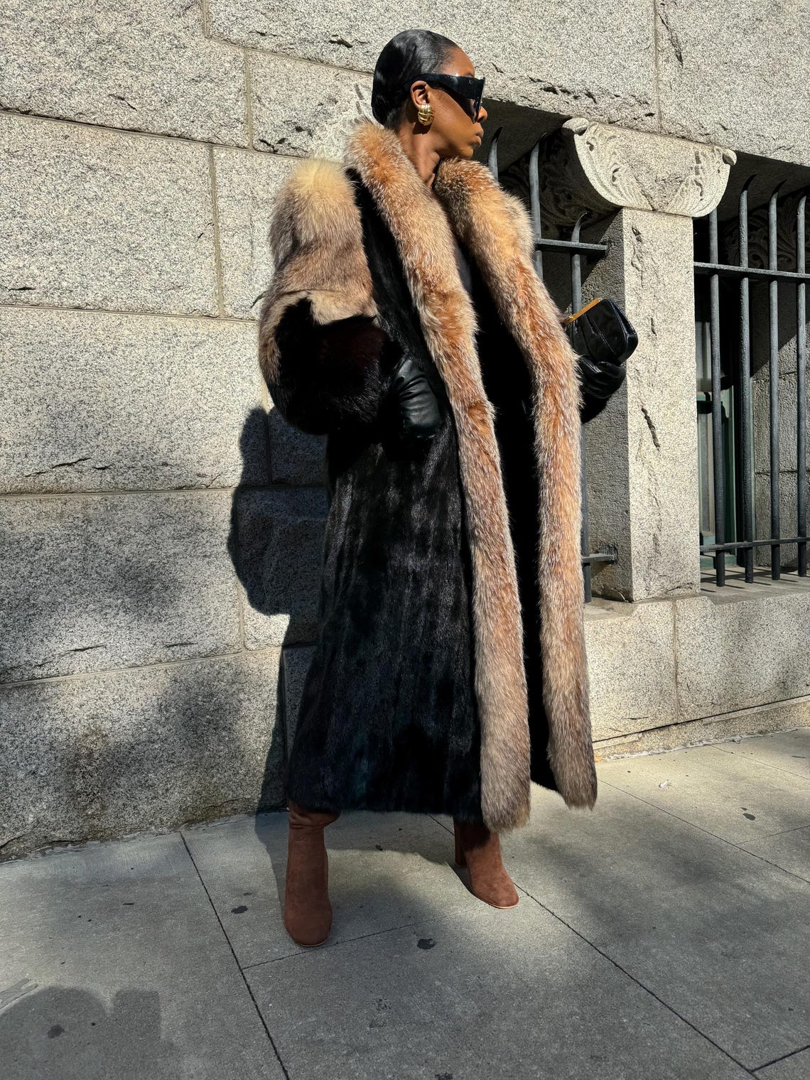 Pre-loved Mink & Fox Tuxedo Sleeves Fur Coat - Etsy