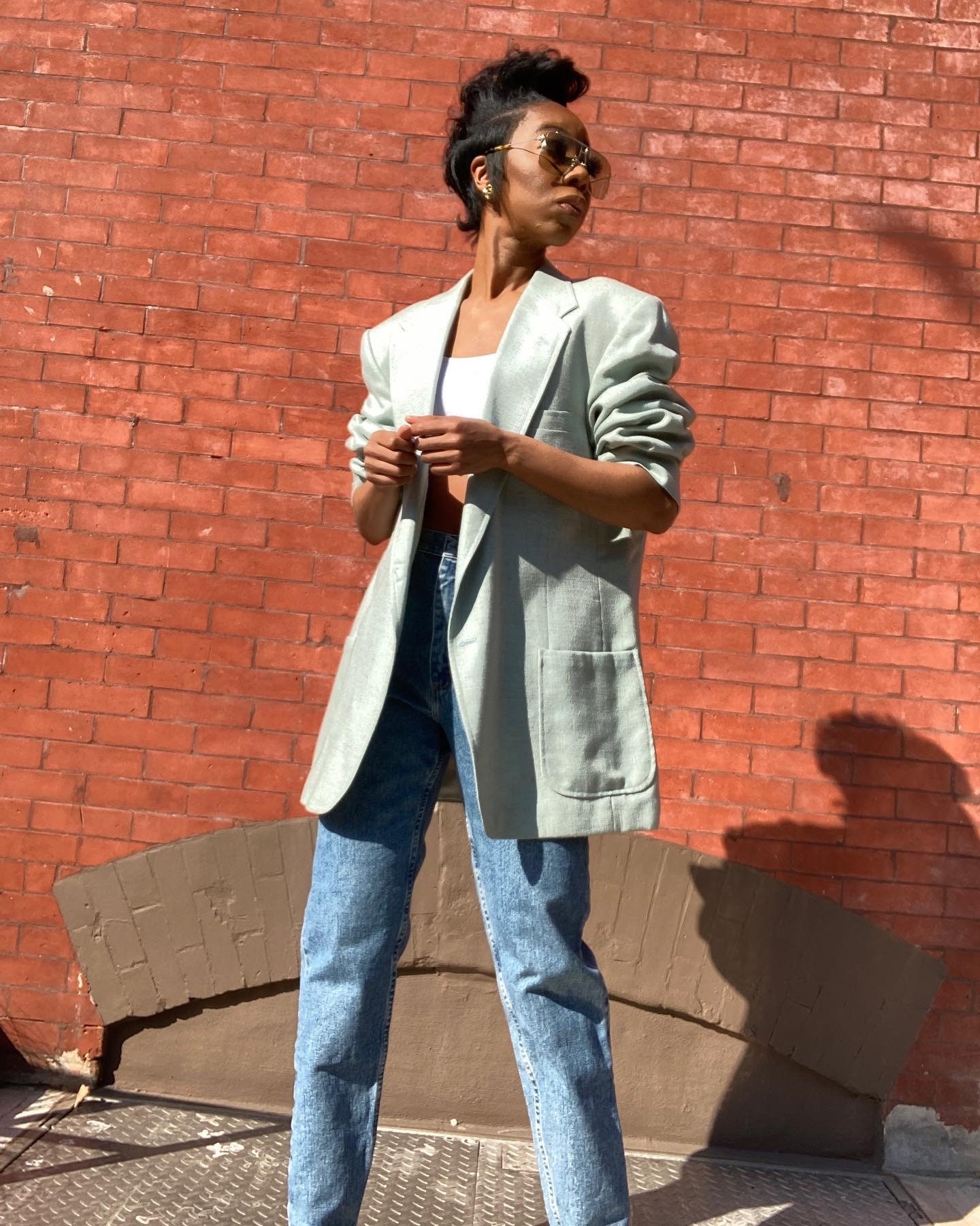 Vintage Oversized Mint Pastel Blazer - Etsy