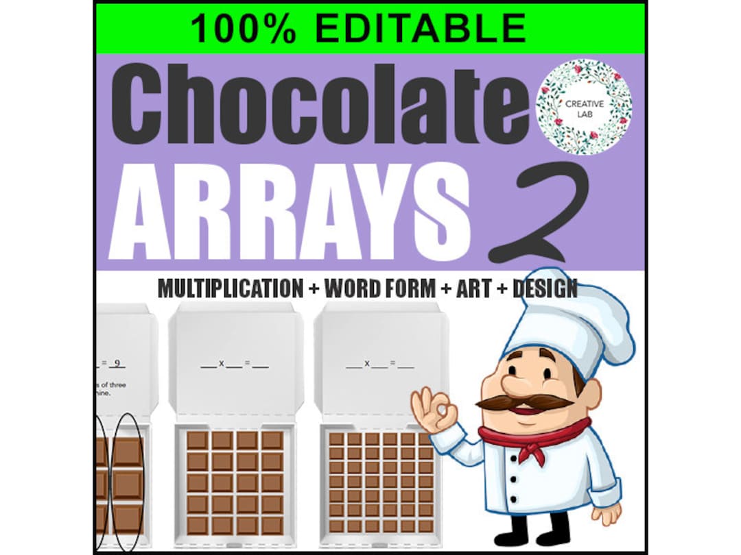 Math Chocolate Arrays 2 - Single Digit Multiplication - 100% Editable ...