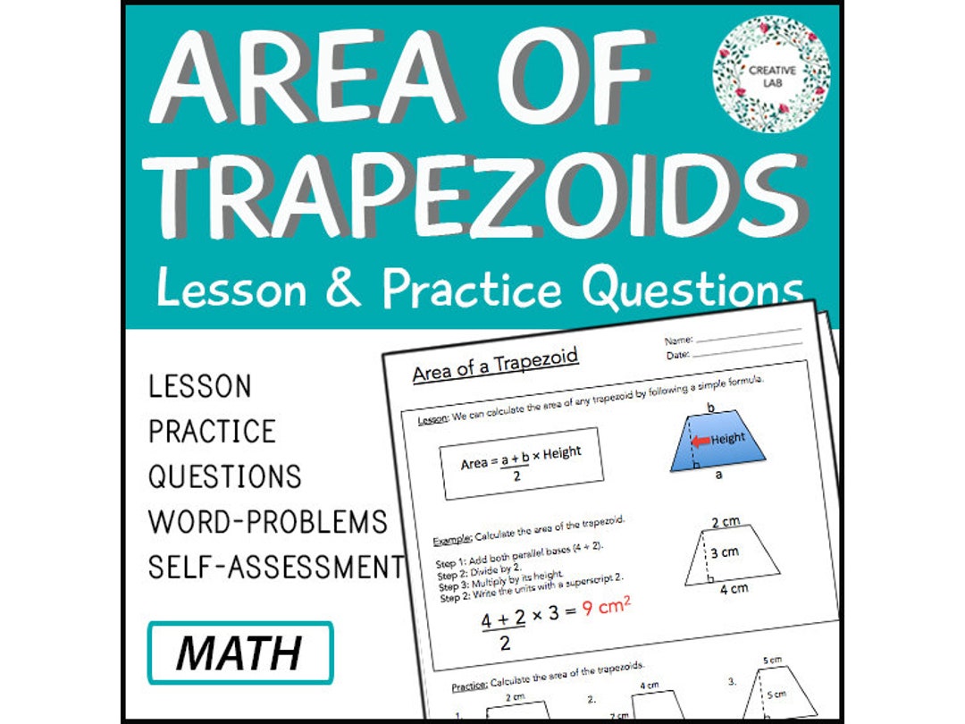 Area of Trapezoids - Math Lesson & Practice Questions // Printable ...