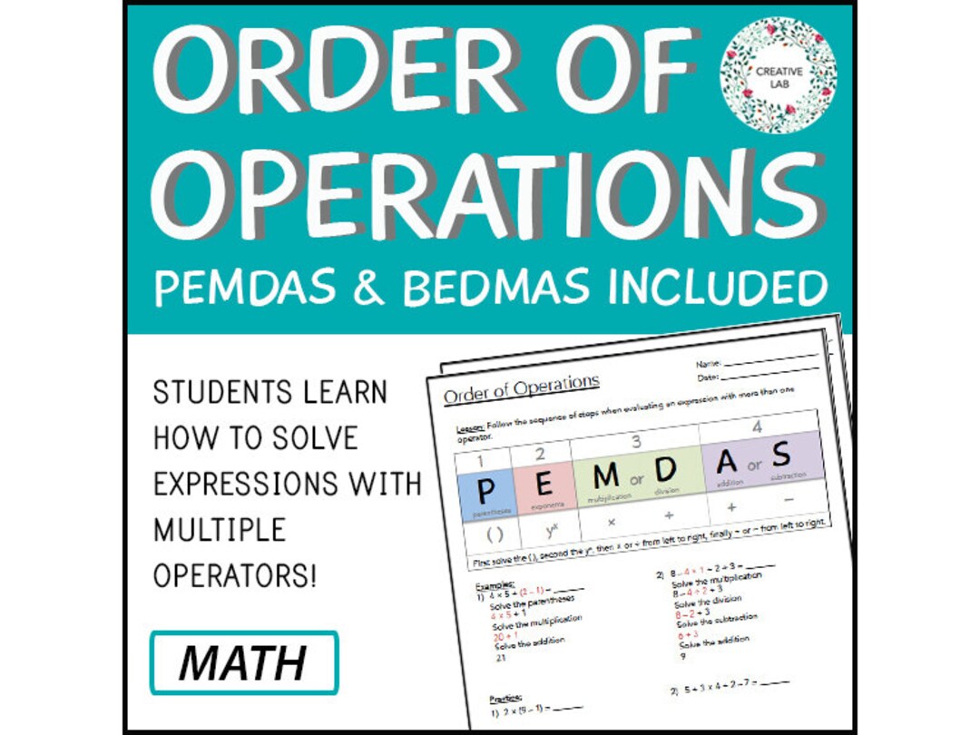 Order of Operations - PEMDAS & BEDMAS - Etsy