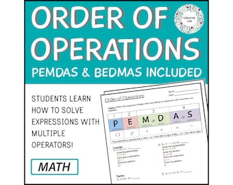 Order of Operations PEMDAS Worksheets HIGH QUALITY, Teacher Use, School ...