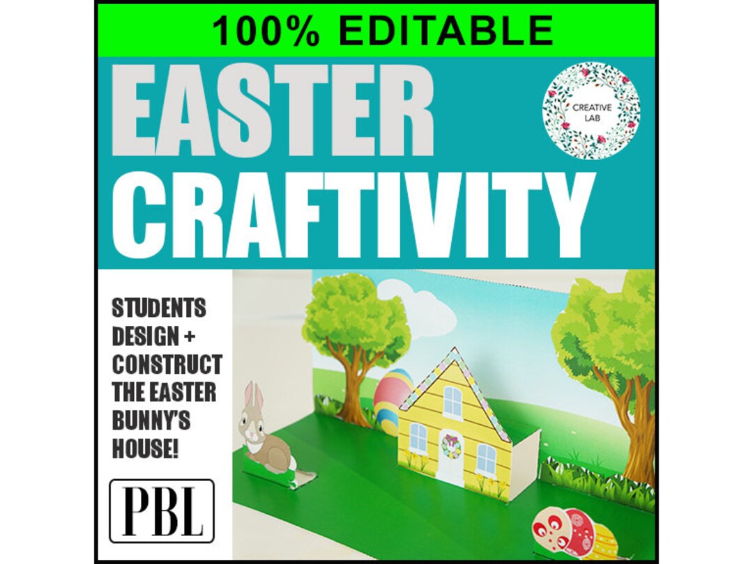 Easter Bunny's House Scene 3D Craftivity - 100% Editable // Printable ...