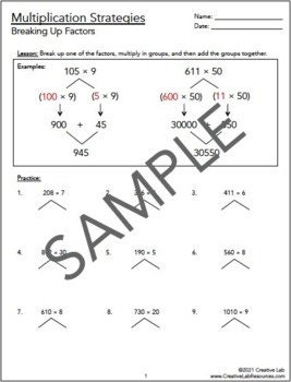 Math Multi-digit Multiplication Strategies - Breaking up Factors ...
