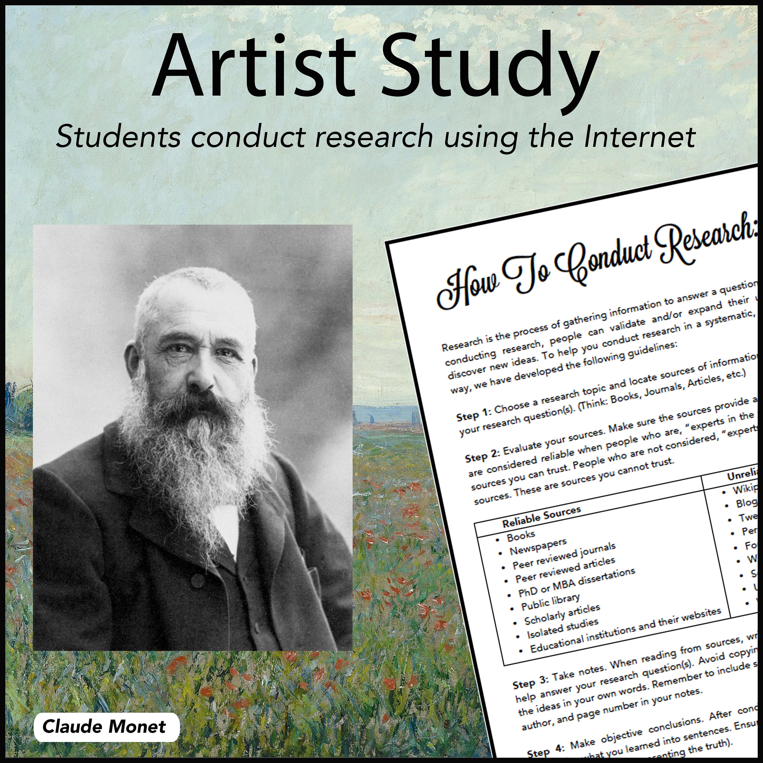 Artist Research Project - PBL // Printable Teaching Resource // No Prep ...