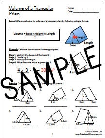 Volume of Triangular Prisms Lesson & Practice Questions 100% Editable ...