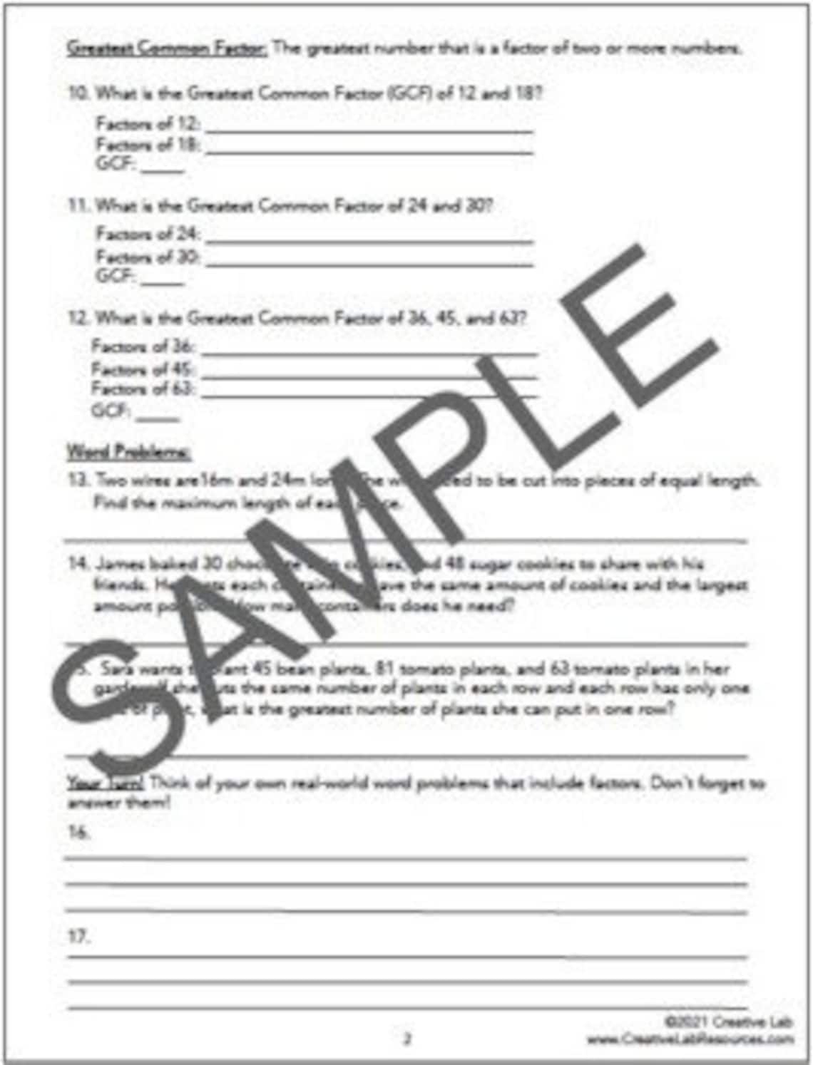 Math Factors, Greatest Common Factors - Lesson & Practice Questions ...