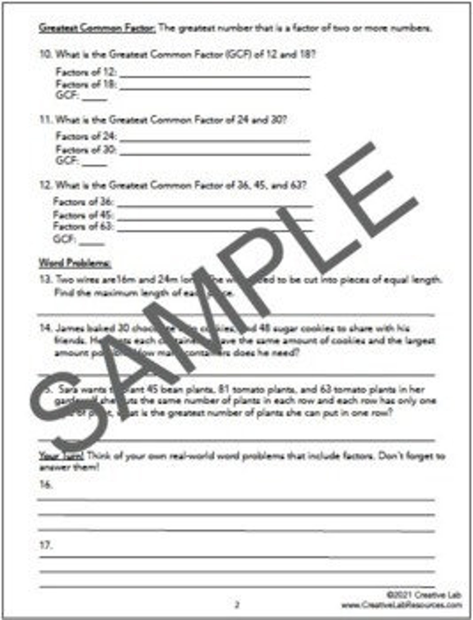 Math Factors, Greatest Common Factors - Lesson & Practice Questions ...