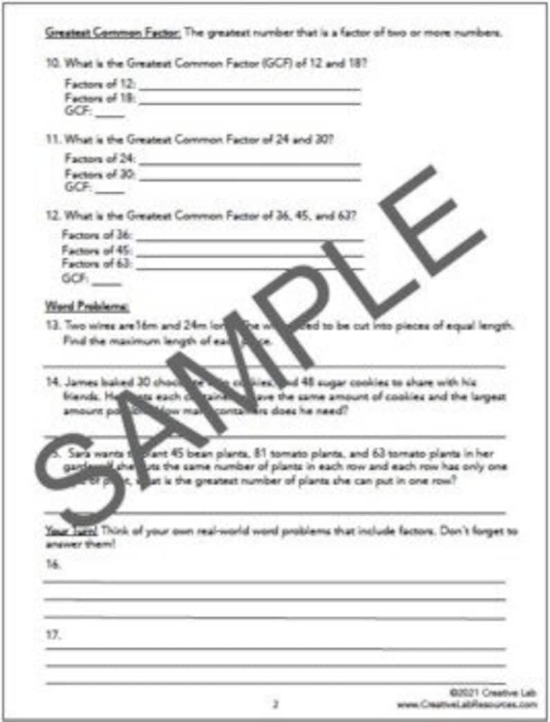 Math Factors, Greatest Common Factors - Lesson & Practice Questions ...