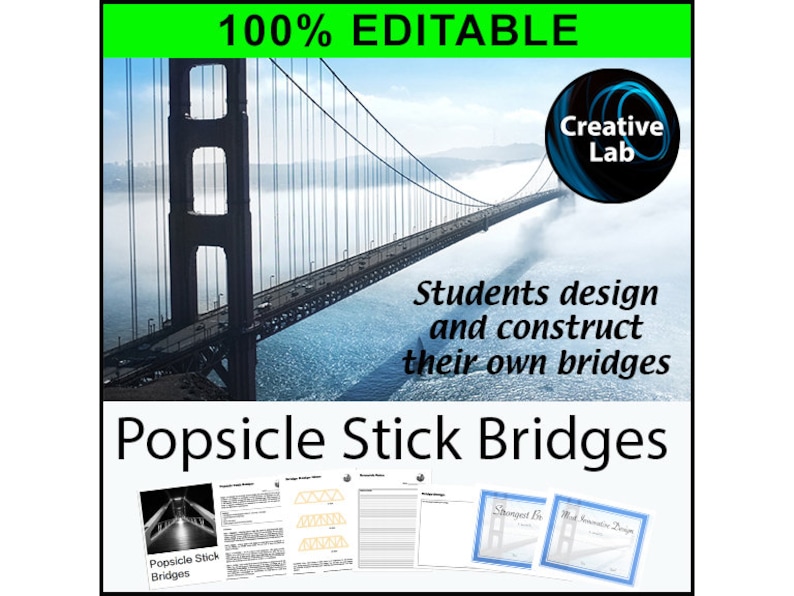 Popsicle Stick Bridge Contest - 100% Editable - Etsy