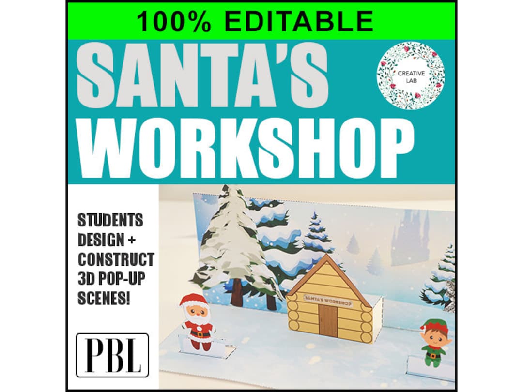 Santa's Workshop Scene 3D Craftivity - 100% Editable // Printable ...