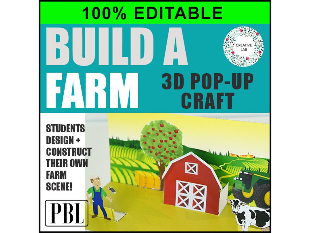 Farm Barn Scene 3D Craft Activity - 100% Editable // Printable Teaching ...