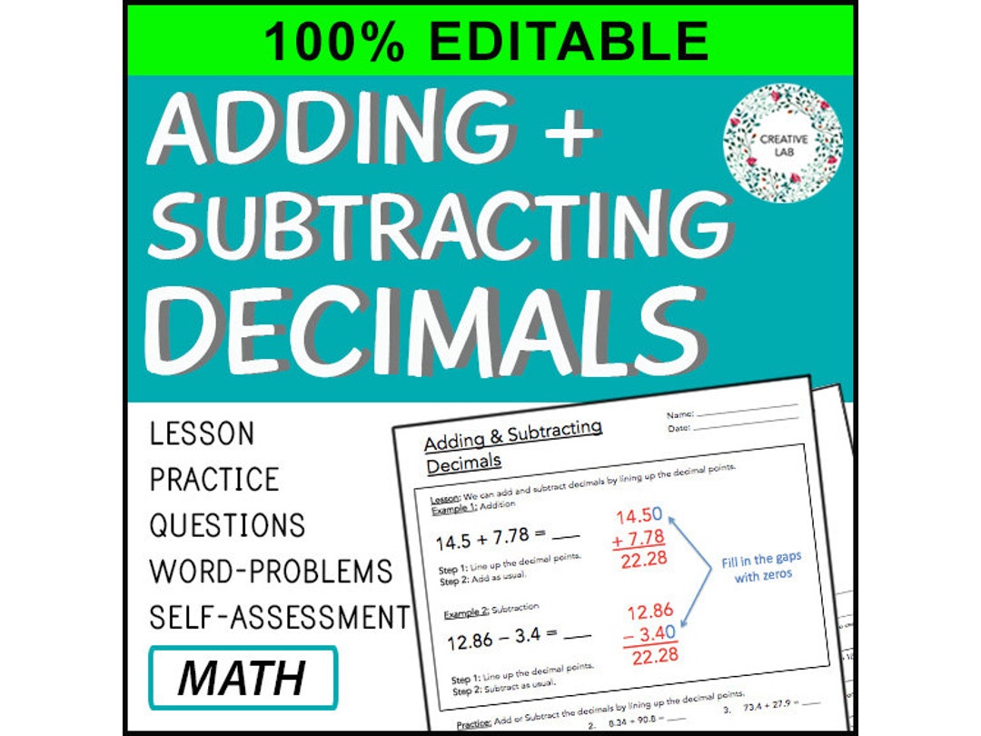 Adding and Subtracting Decimals - Lesson & Practice Questions - 100% ...