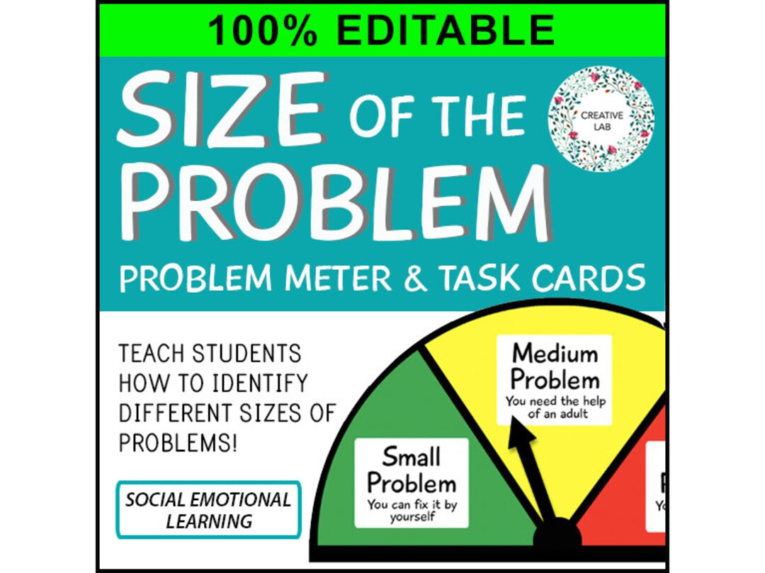 Size of the Problem Task Cards & Problem Meter 100% Editable ...