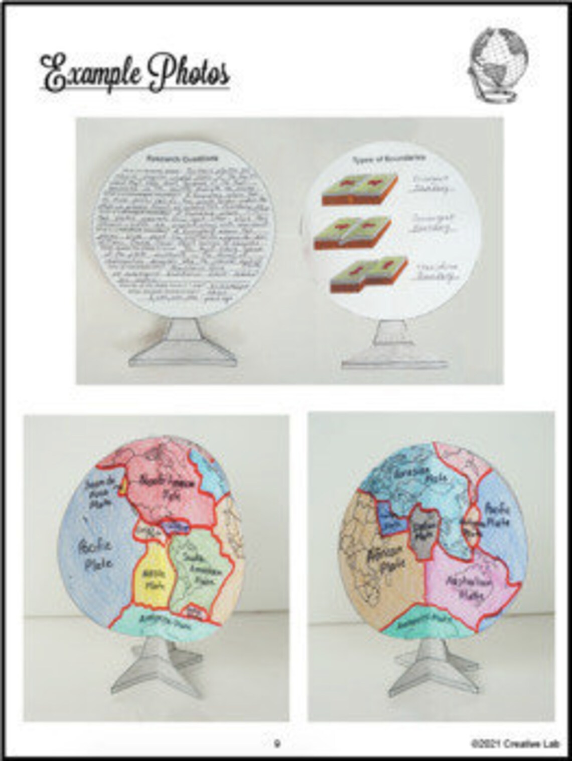 Tectonic Plates Globe - 3D World Map Model // Printable Teaching ...