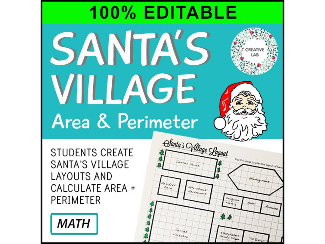 Santa's Village Design - Area & Perimeter - 100% Editable // Printable ...