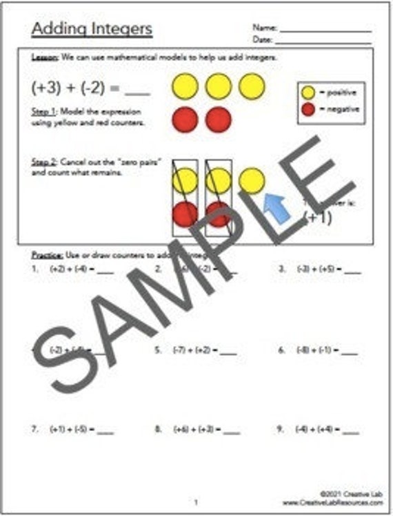 Adding Integers Problems