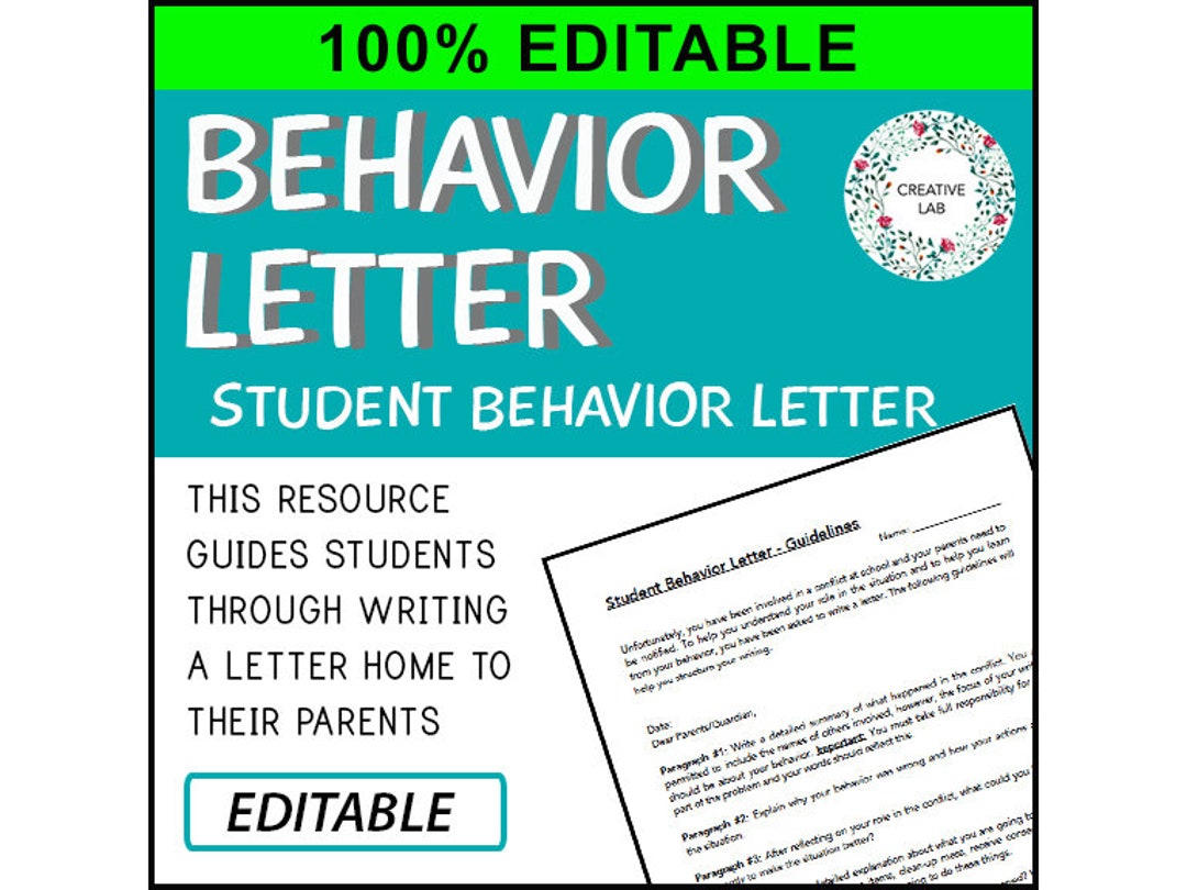 Student Behavior Letter - to Parents - 100% Editable // Printable ...