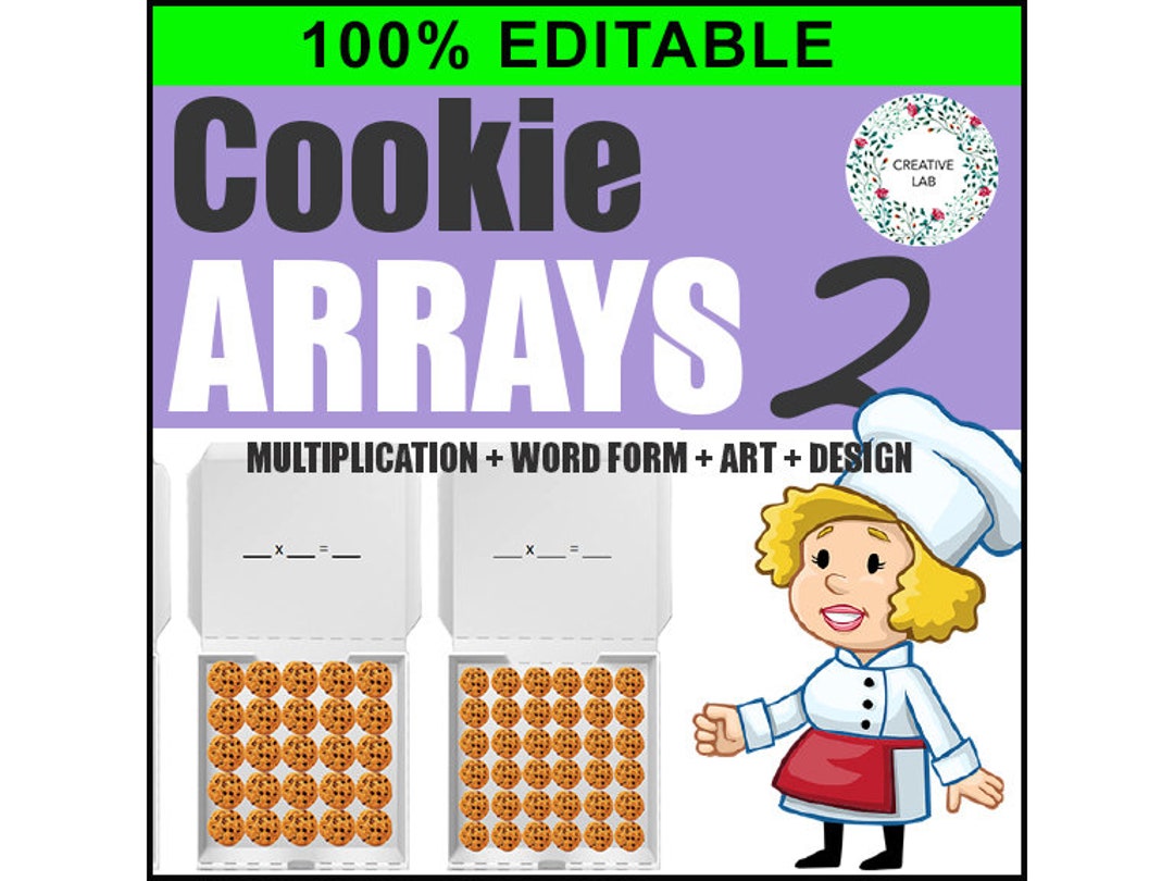 Math Cookie Arrays 2 - Single Digit Multiplication - 100% Editable ...