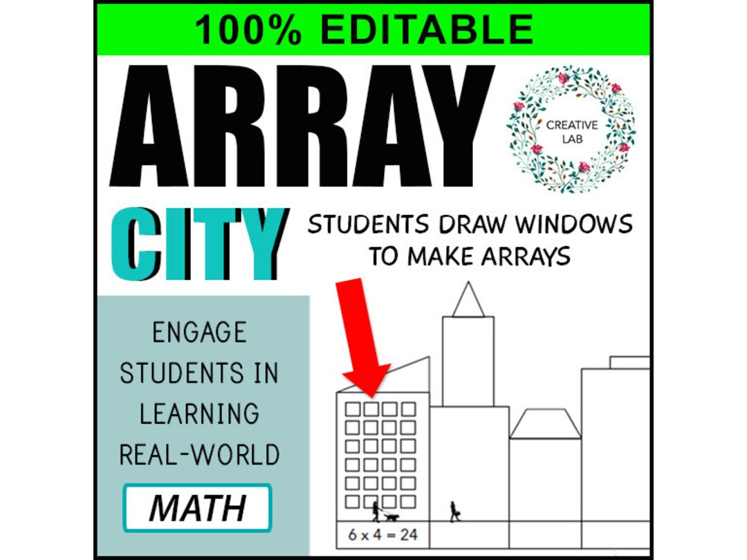 Array City - Multiplication Math Worksheets - 100% Editable ...