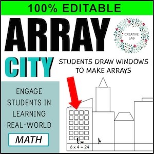 Array City - Multiplication Math Worksheets - 100% Editable ...