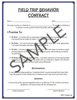 Field Trip Behavior Contract // Printable Teaching Resource // No Prep ...